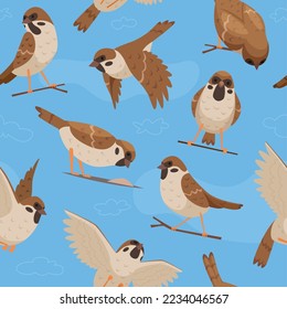 Sparrows Pattern Textile Design Project Flying Stock Vector (Royalty ...