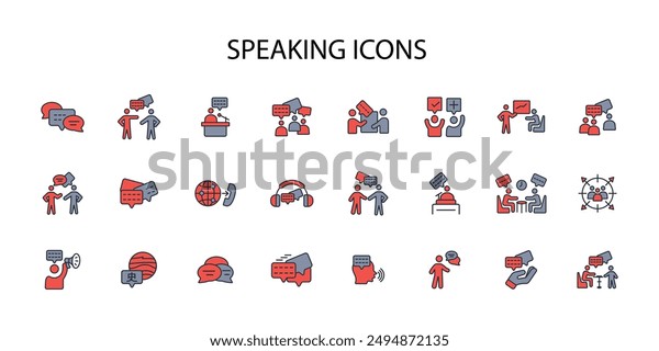 Speaking Icon Setvectoreditable Strokelinear Style Sign Stock Vector ...