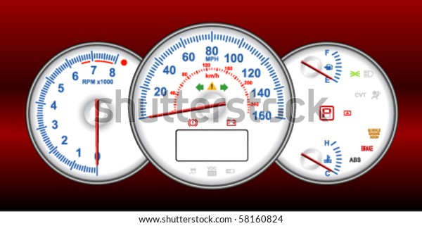 Speedometer Rpm Gauge Cluster Stock Vector (Royalty Free) 58160824 ...