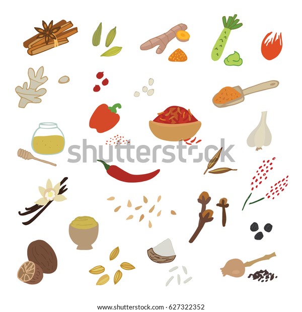 Spices Vector Set Stock Vector (Royalty Free) 627322352 | Shutterstock