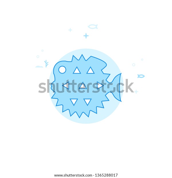 Spiny Fish Puffer Fish Flat Vector Stock Vector (Royalty Free ...
