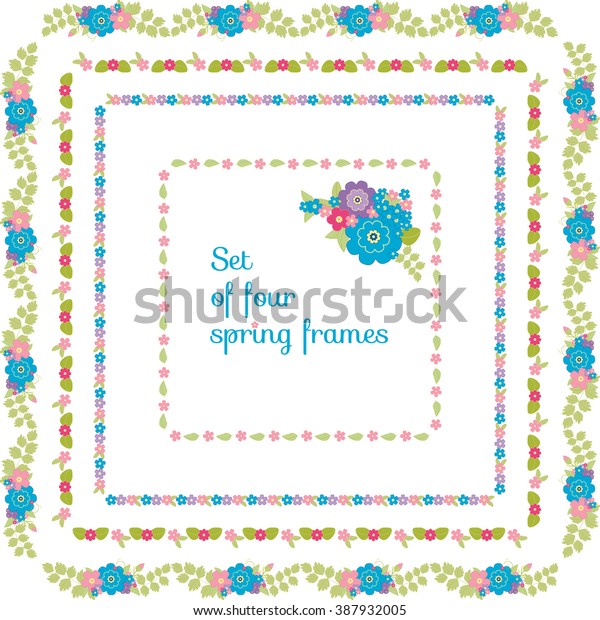 Spring Frames Borders Vector Isolated Illustration Stock Vector ...