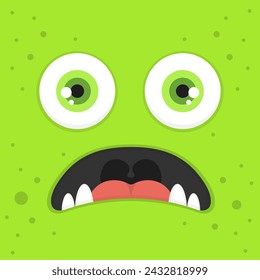 Cute Green Monster Face Head Banner Stock Vector (Royalty Free ...