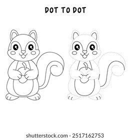 Squirrel Coloring Pages Kids Trace Color Stock Vector (Royalty Free ...