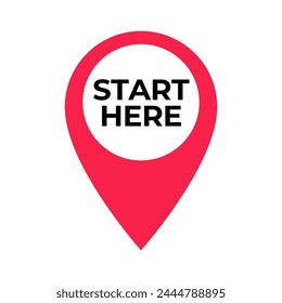 Start Here Text Button Template Isolated Stock Vector (Royalty Free ...
