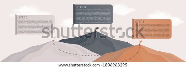 Step Infographic Three Mountains Flags Mountain Stock Vector (Royalty ...