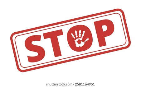 Stop Textured Rectangular Stamp Hand Symbol Stock Vector (Royalty Free ...