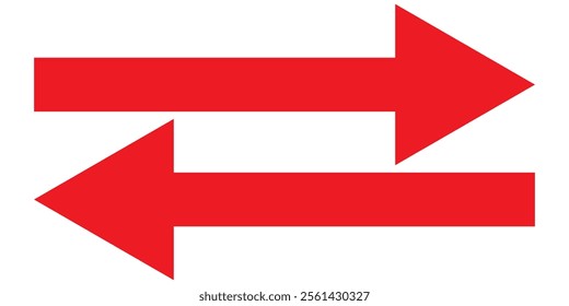Long Red Arrow Icon Vector Pointing Stock Vector (Royalty Free ...