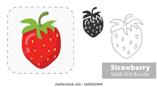 Flashcard Strawberry Vector Cartoon Cute Doodle Stock Vector (Royalty ...