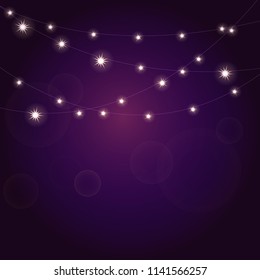 String Lights Purple Background Decoration Stock Illustration 785909845 ...