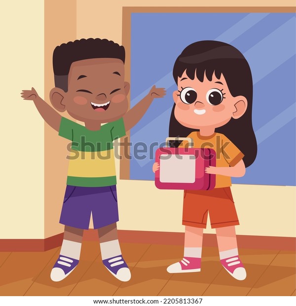 Students Lunch Box Characters Stock Vector (Royalty Free) 2205813367 ...