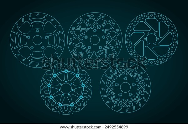 Stylized Vector Illustration Technical Drawings Brake Stock Vector ...
