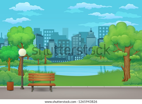 Summer Spring Day Park Vector Illustration Stock Vector (Royalty Free ...