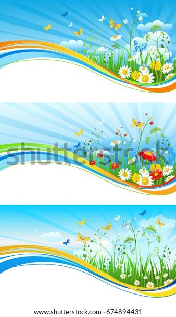 Summer Spring Template Design Banner Ticket Stock Vector (Royalty Free ...