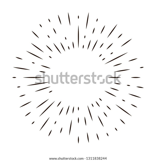 Sun Rays Linear Drawing Isolated Burst Stock Vector (Royalty Free ...