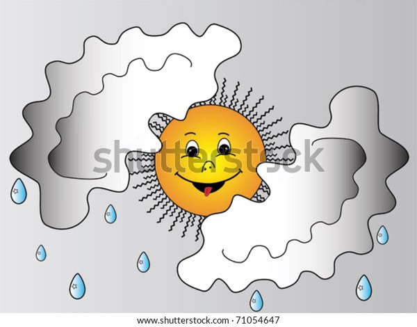Sun Two Rain Clouds On White Stock Vector (Royalty Free) 71054647 ...