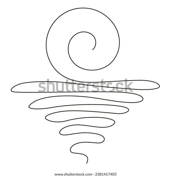 Sunset Line Drawing Vector Isolated Single Stock Vector (Royalty Free ...
