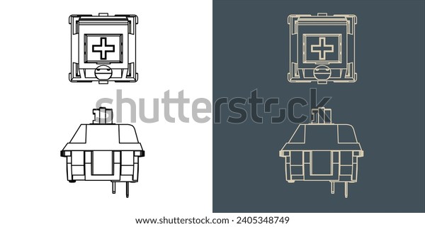 Switch Mechanical Keyboard Vector Wireframe Blueprint Stock Vector ...