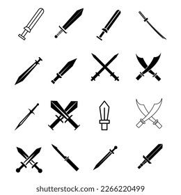 Sword Icon Set Medieval Sword Illustration Stock Vector (Royalty Free ...