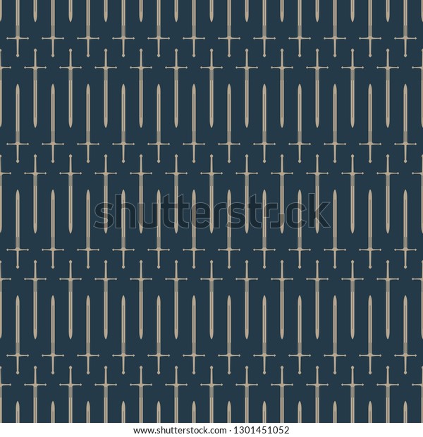Sword Seamless Pattern Long Sword Repeating Stock Vector (Royalty Free ...