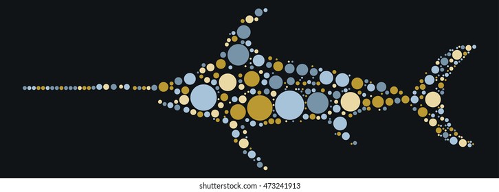 Swordfish Shape Vector Design By Color Stock Vector (Royalty Free ...