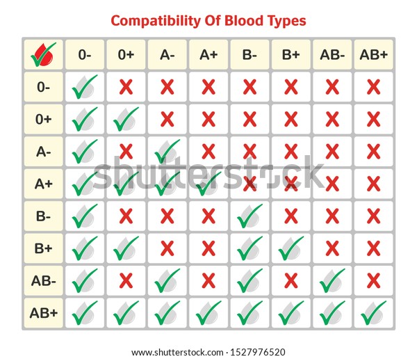 Table Compatibility Between Groups Blood Blood Stock Vector (Royalty ...