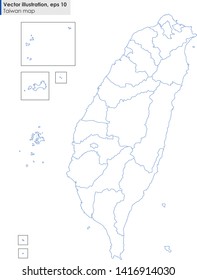 Taiwan Map Regions Vector Line Illustration Stock Vector (Royalty Free ...