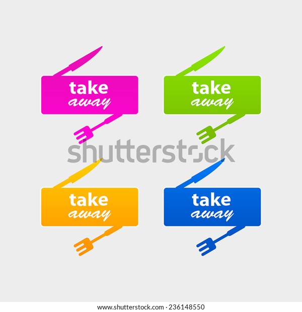 Takeaway Labels Vector Sticker Stock Vector (Royalty Free) 236148550 ...