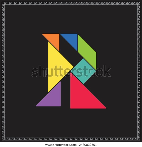 Tangram Puzzle Letra R Alfabeto Colorido: vector de stock (libre de ...