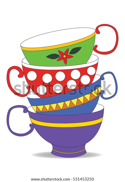 248 Stack Tea Cups Flower Vector Images, Stock Photos, 3D objects ...