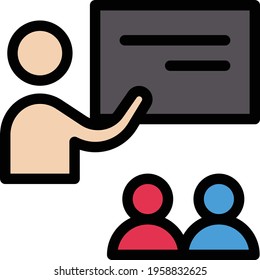 Teacher Lecture Vector Line Colour Icon Stock Vector (Royalty Free ...