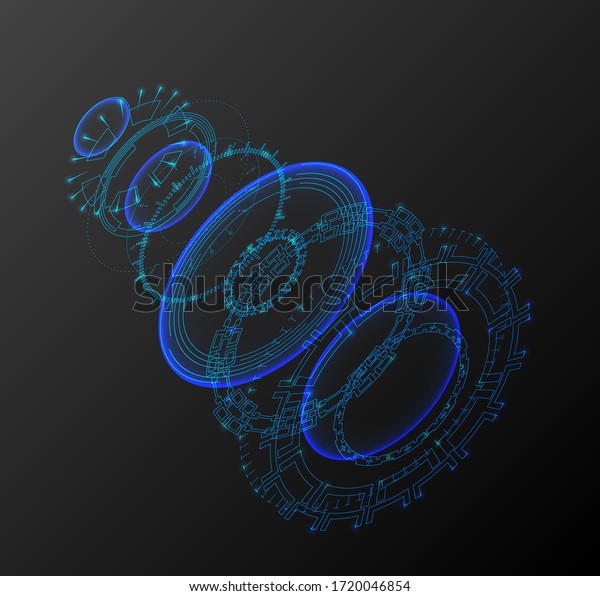 Technical Drawing Machine Elements Futuristic Concept Stock Vector ...