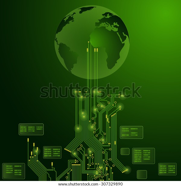 Technological Vector Background Circuit Board Earth Stock Vector ...