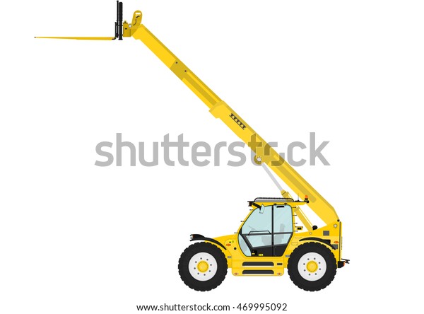 Telescopic Handler Equipped Fork On White Stock Vector (Royalty Free ...
