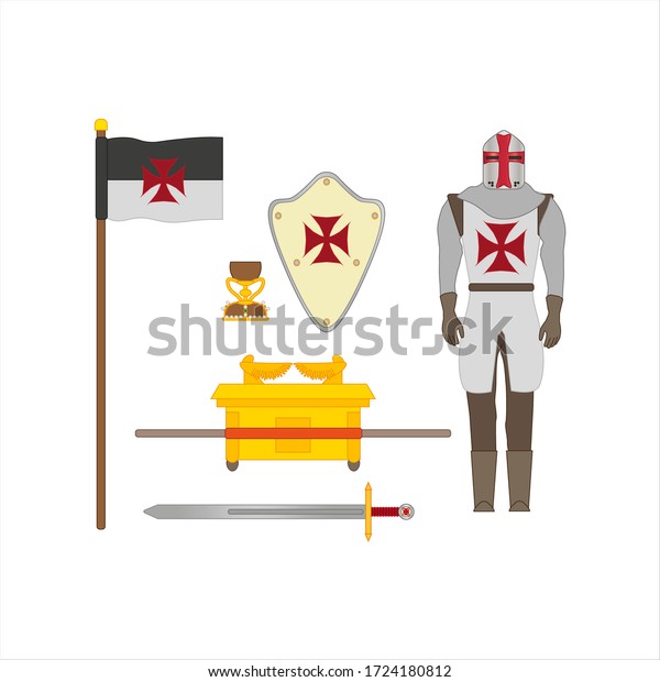 Templar Knights Objects Kit Illustration Web: เวกเตอร์สต็อก (ปลอดค่า ...