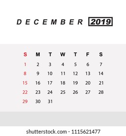 Template Calendar December 2019 Stock Vector (Royalty Free) 1115621477 ...