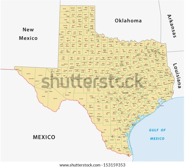 Texas County Map Stock Vector (Royalty Free) 153159353 | Shutterstock