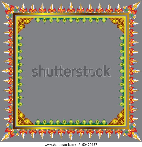 Thai Leaf Pattern Frame On Gray Stock Vector (Royalty Free) 2150470157 ...