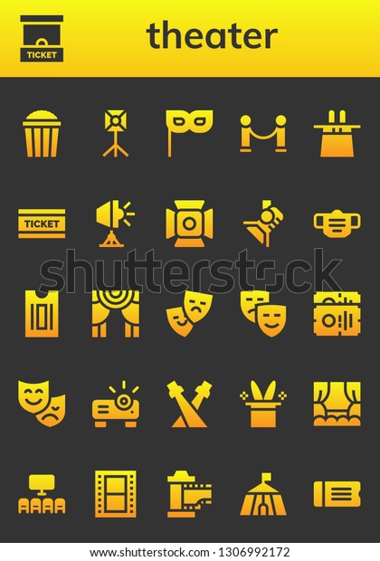 Theater Icon Set 26 Filled Theater Stock Vector (Royalty Free ...