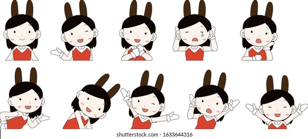This Illustration Cute Pose Cute Bunny Stock Vector (Royalty Free) 1634838571 | Shutterstock