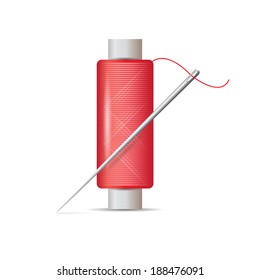 Thread Spool Red Reel Needle Vector Stock Vector (Royalty Free ...