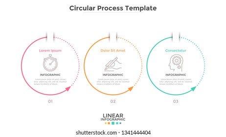 Three Circular Elements Arrows Arranged Horizontal Stock Vector ...