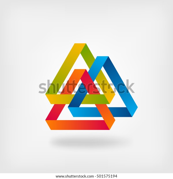 Three Color Interlocked Triangles Vector Illustration Stock Vector ...