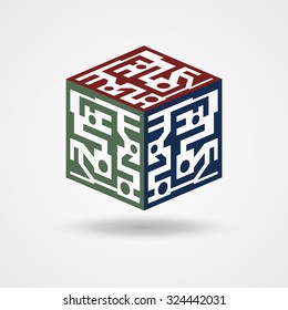 Three Colour Cube Patterned Sides Stock Vector (Royalty Free) 324442031 ...