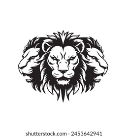 Three Head Lion Vector Illustrator Stock Vector (Royalty Free ...