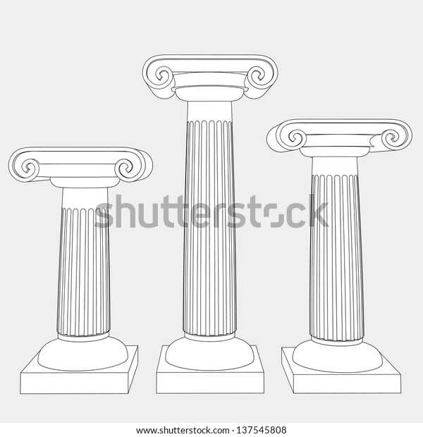 Three Ionic Columns Line Art Vector Stock Vector (Royalty Free ...