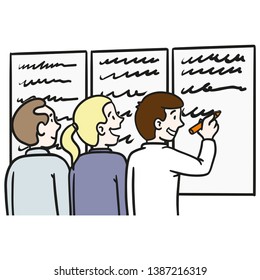 Three People Write Something On Poster Stock Vector (Royalty Free ...