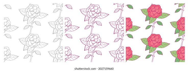 Three Rose Seamless Patterns Vector Eps Stock Vector (Royalty Free ...