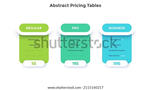 Three Rounded Pricing Tables Application Versions Stock Vector (Royalty ...