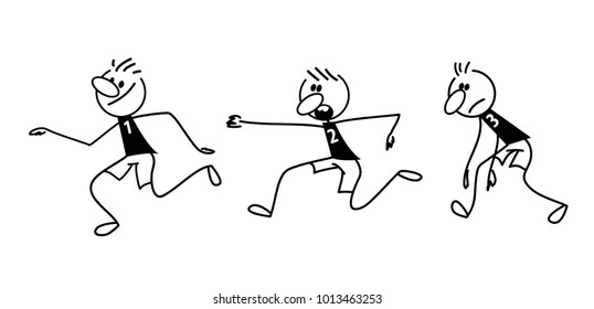 Three Runners Running Marathon Vector Illustration Stock Vector ...